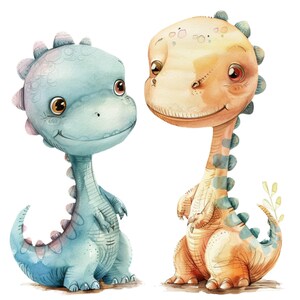 Cute Dinosaur Friends Clipart Bundle, 14 High-quality JPG, Craft Art ...