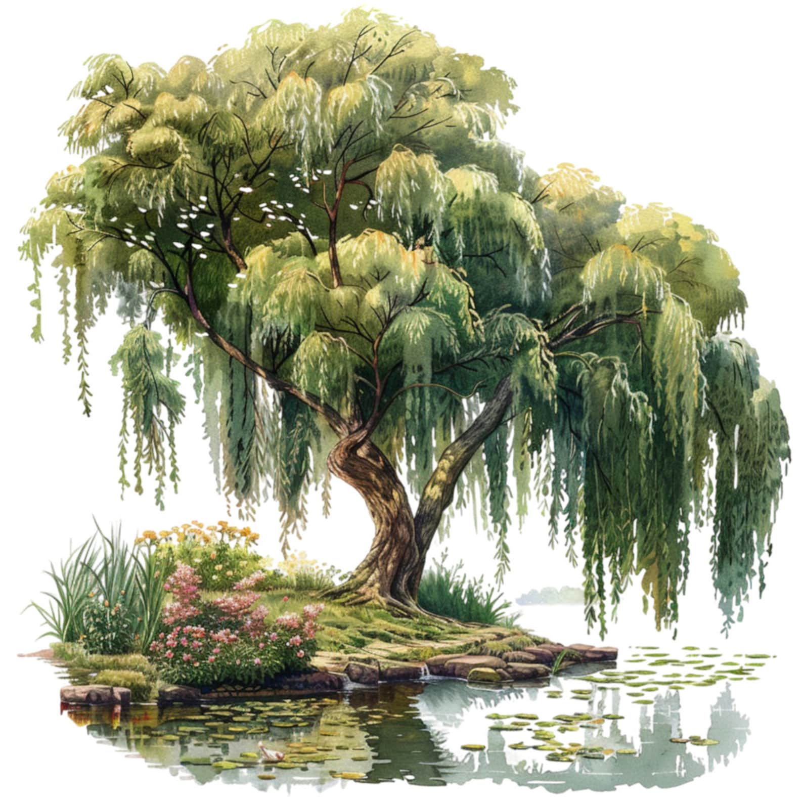 Weeping Willow Tree in Spring Clipart Bundle, 12 High-quality JPG ...