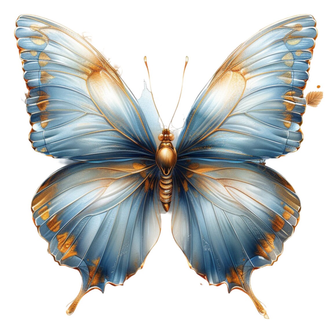 16 Blue and Gold Butterfly Clipart Bundle, 16 High-quality JPG, Craft ...