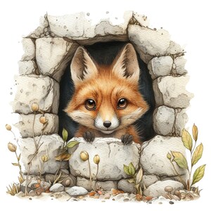 Fox House Den Clipart Bundle, 16 High-quality JPG, Craft Art, Card ...