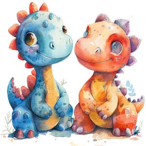 Cute Dinosaur Friends Clipart Bundle, 14 High-quality JPG, Craft Art ...