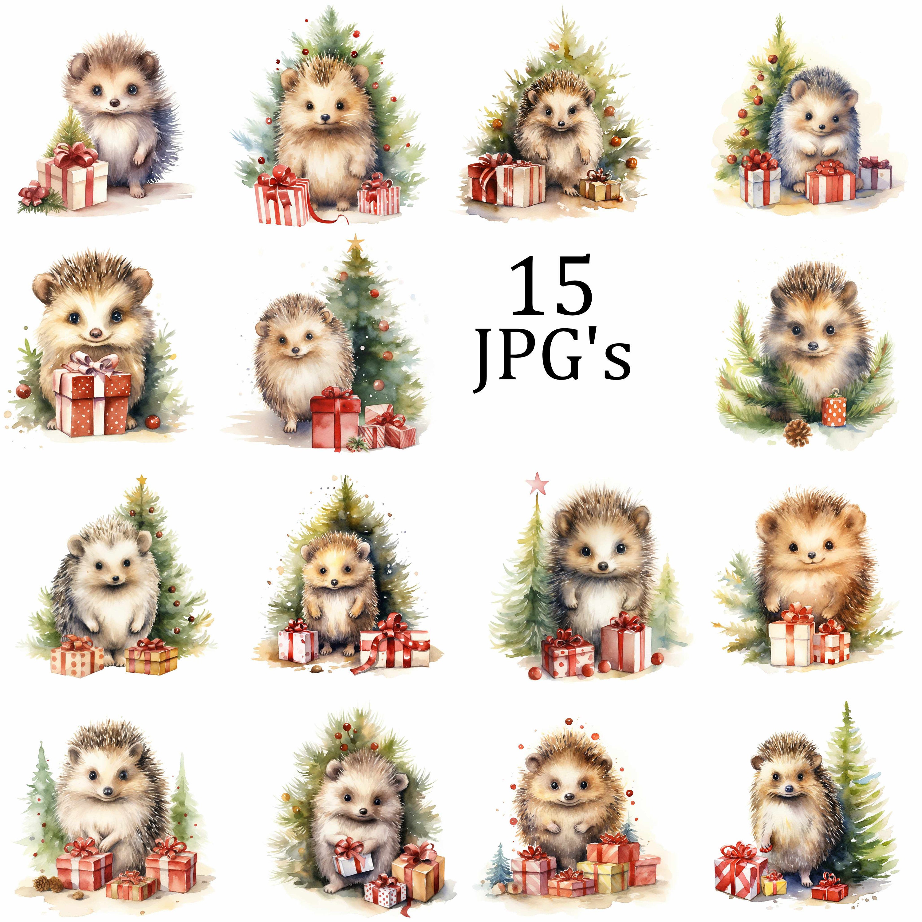 15 Hedgehog Christmas Tree Clipart Bundle High-quality JPG - Etsy