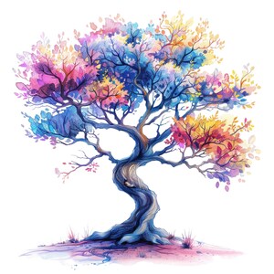 16 Mystical Colorful Tree Clipart Bundle, 16 High-quality JPG, Craft ...