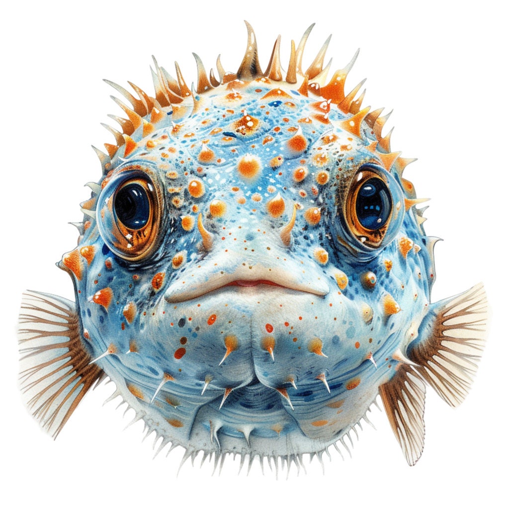 16 Puffer Fish Face Clipart Bundle, 16 High-quality JPG, Craft Art ...