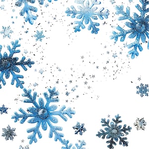 16 Blue and Silver Snowflakes Falling Clipart Bundle, High-quality JPG ...