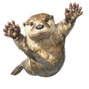 15 Playful Otter Clipart Bundle, 15 High-quality JPG, Craft Art, Card ...