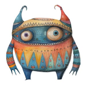 16 Folk Art Monster Clipart Bundle, 16 High-quality JPG, Craft Art ...