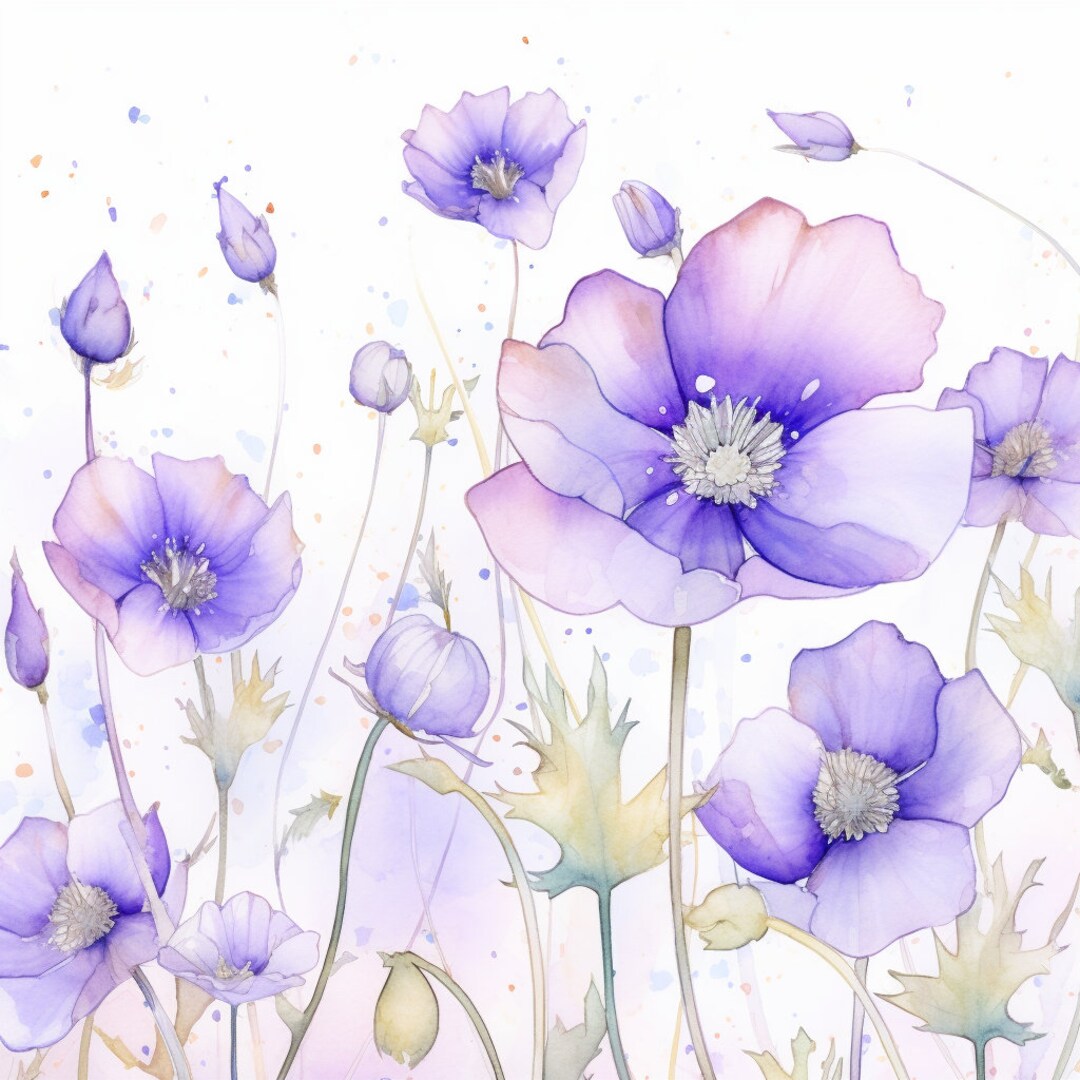 15 Purple Wildflowers Clipart Bundle, High-quality JPG, Craft Art, Card ...