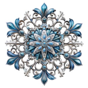 16 Blue and Silver Snowflakes Clipart Bundle, 16 High-quality JPG ...