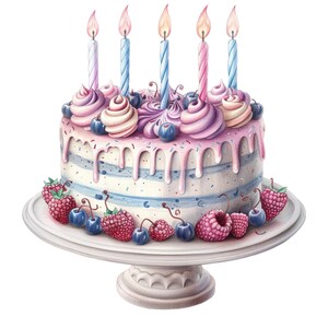 Birthday Cake With Candles Clipart Bundle, 14 High-quality JPG, Craft ...