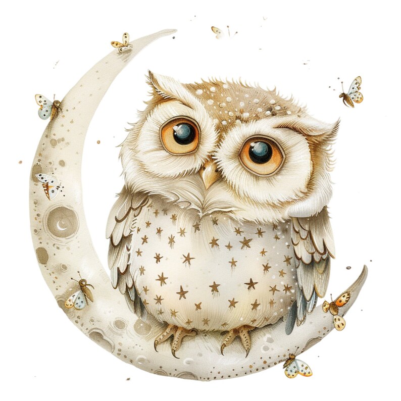 Owl and Moon Celestial Clipart Bundle, 16 High-quality JPG, Craft Art ...