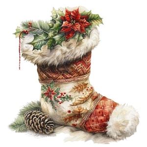 Christmas Stocking Clipart Bundle, 12 High-quality JPG, Craft Art, Card ...