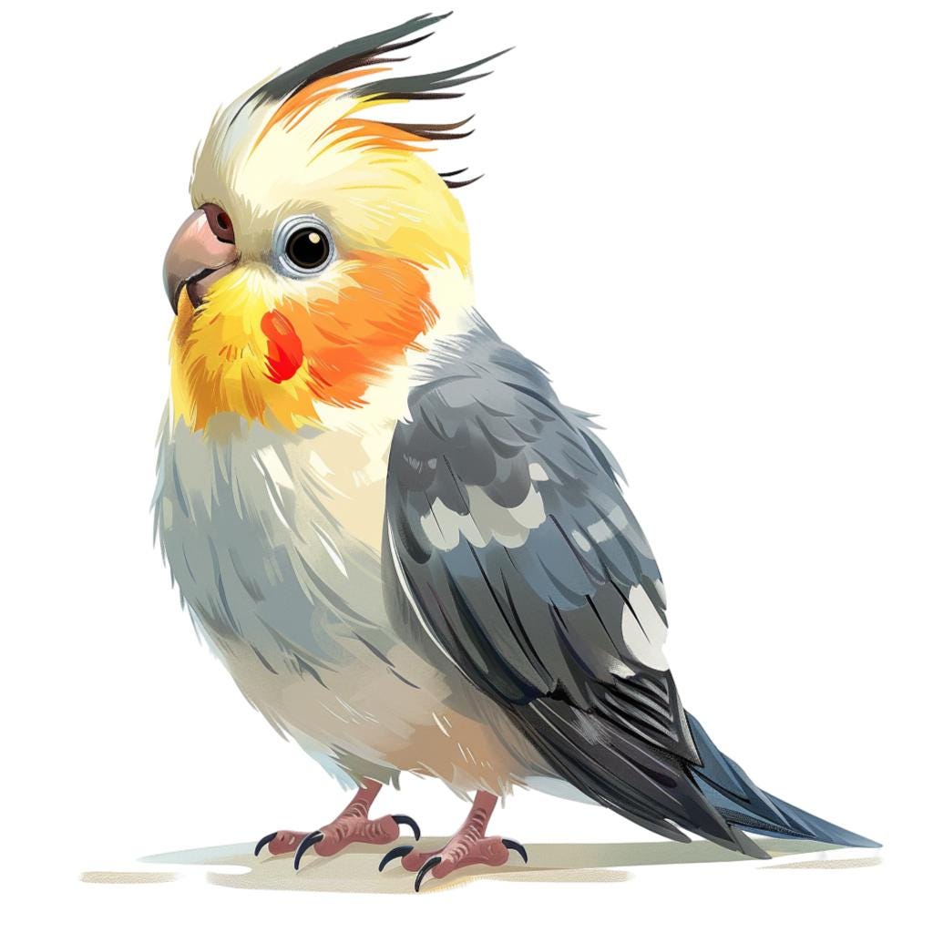 16 Cockatiel Bird Clipart Bundle, 16 High-quality JPG, Craft Art, Card ...