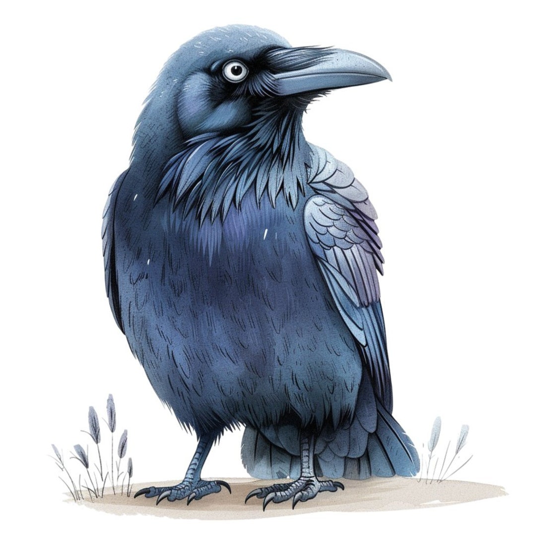 Silly Raven Black Bird Clipart Bundle, 12 High-quality JPG, Craft Art ...