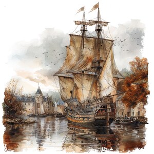 Victorian Harbor Clipart Bundle, 16 High-quality JPG, Craft Art, Card ...