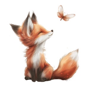 Fox and Butterfly Clipart Bundle, 16 High-quality JPG, Craft Art, Card ...