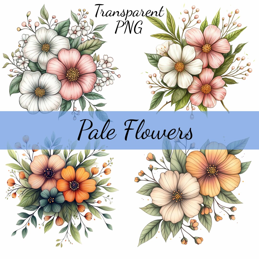 16 Pastel Flower Frame Swag Clipart Bundle, 16 Transparent PNG Download ...