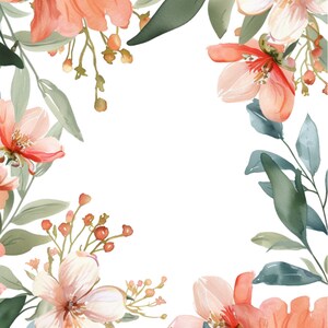 Spring Flower Page Frame Clipart Bundle, 16 High-quality JPG, Craft Art ...