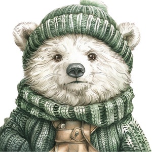 16 Polar Bear in Sweater Clipart Bundle, 16 High-quality JPG, Craft Art ...