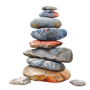 Zen Rock Stone Towers Clipart Bundle, 16 High-quality JPG, Craft Art ...