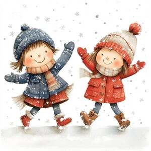16 Kids Playing in Snow Clipart Bundle, High-quality JPG, Craft Art ...
