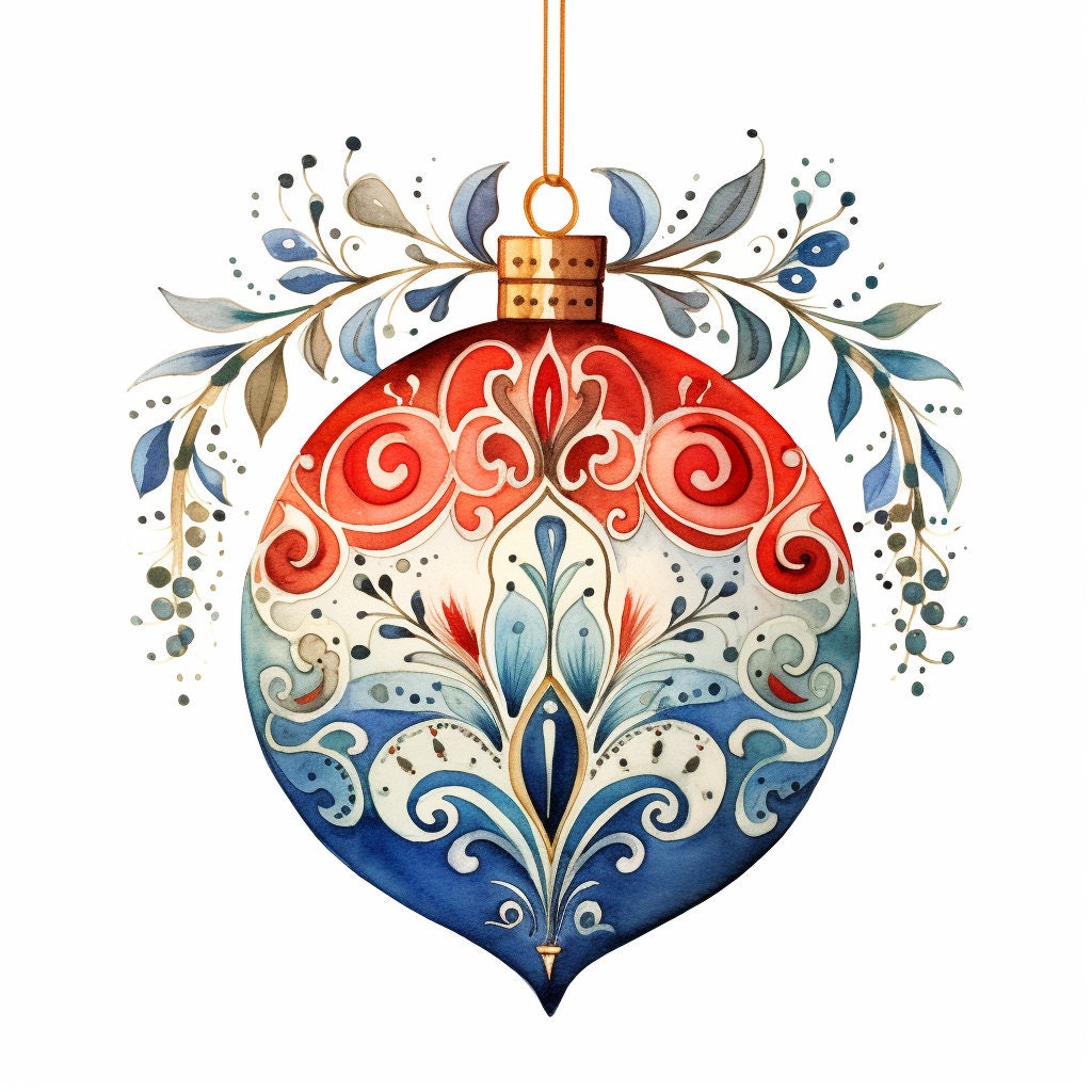 15 Boho Christmas Ornaments Clipart Bundle, High-quality JPG, Wall Art ...