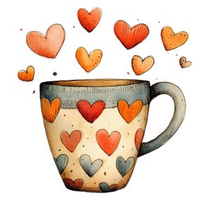 16 Coffee Mug Heart Clipart Bundle, Transparent PNG Download, Card ...