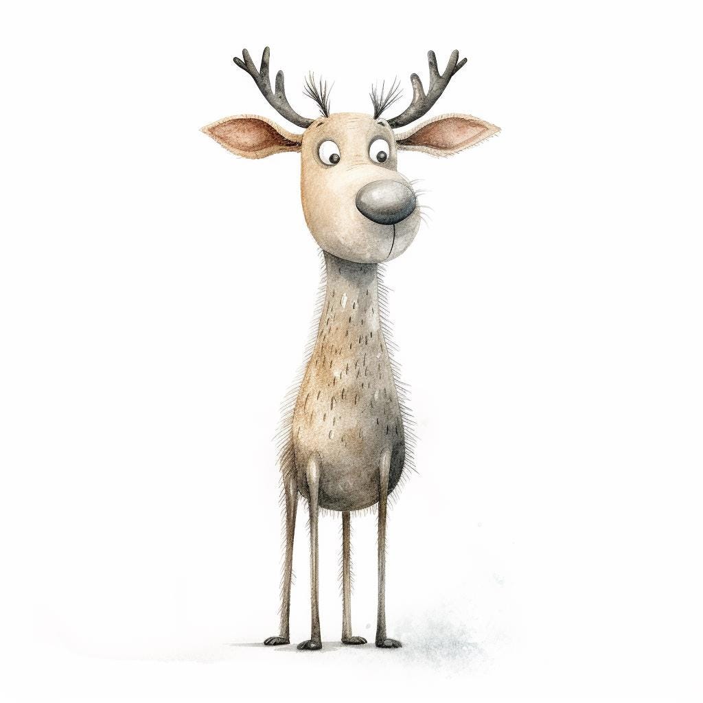 18 Silly Funny Reindeer Deer Clipart Bundle, JPG, Card Making, Clip Art ...