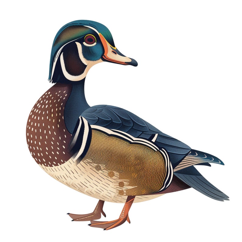 Wood Duck in Reeds Flowers Clipart Bundle, 15 High-quality JPG, Craft ...