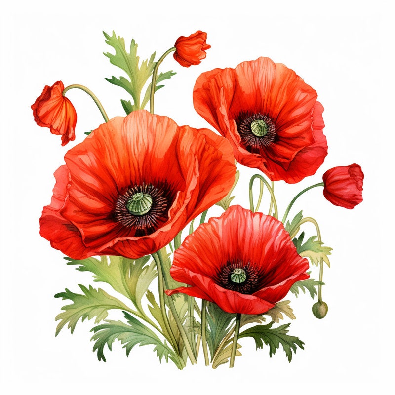 Poppy Clip Art - Etsy