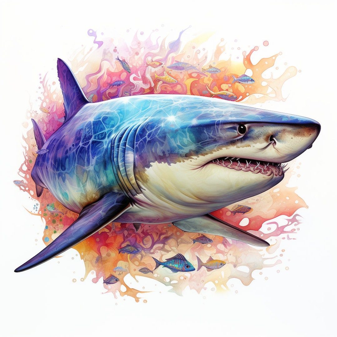 Cosmic Shark Clipart Bundle, High-quality JPG, Craft Art, Card Making ...