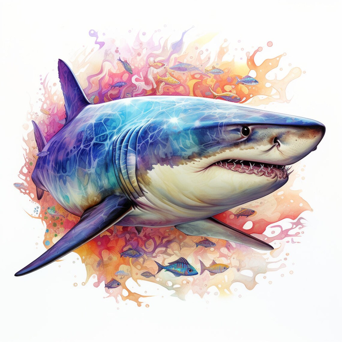 Cosmic Shark Clipart Bundle, High-quality JPG, Craft Art, Card Making ...