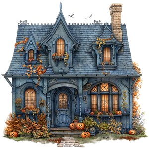 16 Halloween House Pumpkins Clipart Bundle, 16 High-quality JPG, Craft ...