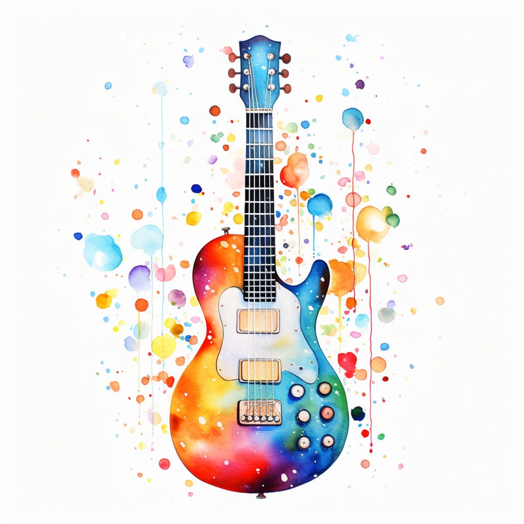 14 Electric Guitars Clipart Bundle, High-quality JPG, Invitations, Card ...