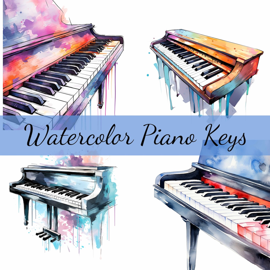 14 Watercolor Piano Keys Clipart Bundle, High-quality JPG, Craft Art ...