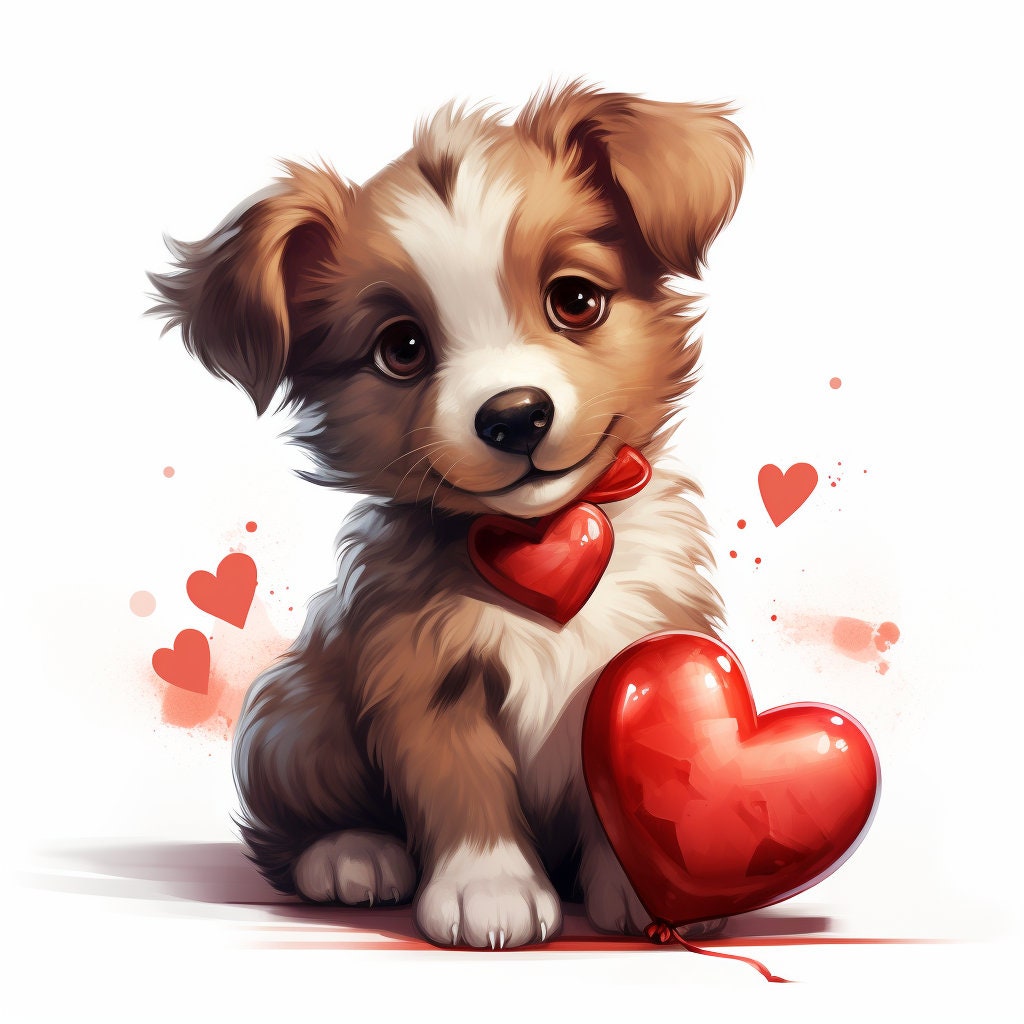 12 Valentine Puppy Clipart Bundle, High-quality JPG, Craft Art, Card ...