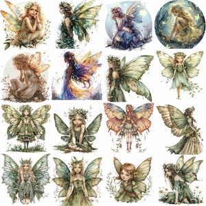16 Green Forest Fairy Clipart Bundle, 16 High-quality JPG, Craft Art ...