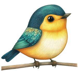 Teal Yellow Birds Clipart Bundle, 16 High-quality JPG, Craft Art, Card ...