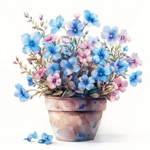 Flowers in a Pot Clipart Bundle, 16 High-quality JPG, Craft Art, Card ...