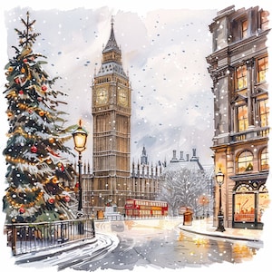 Christmas in London Clipart Bundle, 16 High-quality JPG, Craft Art ...