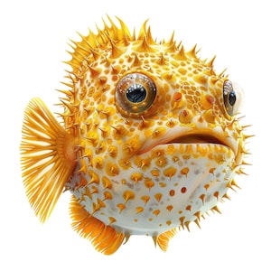 16 Puffer Fish Face Clipart Bundle, 16 High-quality JPG, Craft Art ...