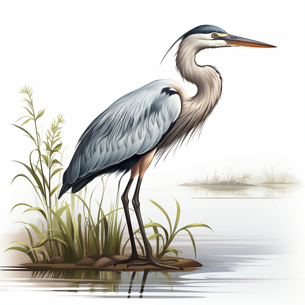 16 Heron at Water Clipart Bundle, High-quality JPG, Craft Art, Card ...