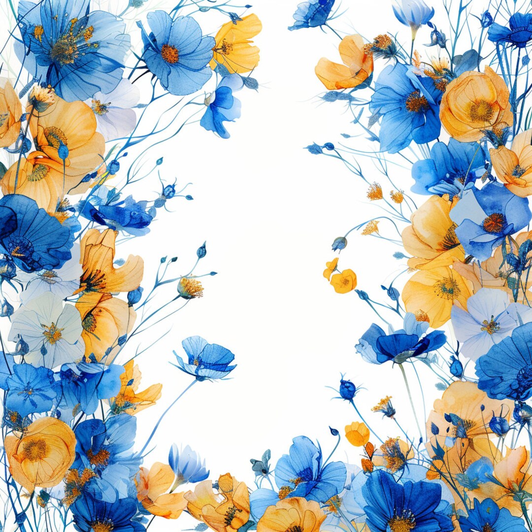 Flowers in a Square Frame Clipart Bundle, 16 High-quality JPG, Craft ...