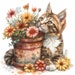 16 Cat by A Flower Pot Clipart Bundle, 16 High-quality JPG, Craft Art ...