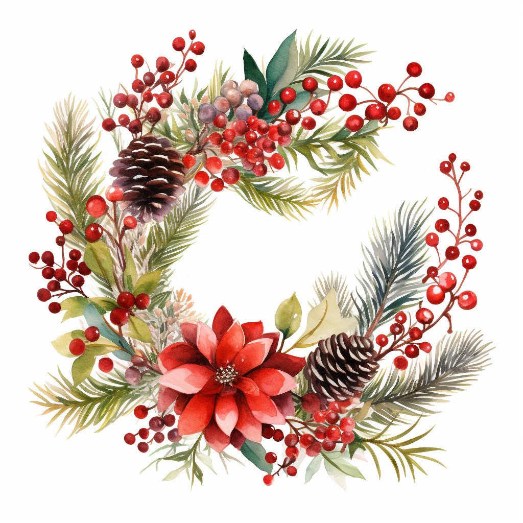 14 Christmas Winter Wreath Clipart Bundle, 14 High-quality JPG, Nursery ...