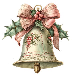 Christmas Bell With Bow Clipart Bundle, 16 High-quality JPG, Craft Art ...