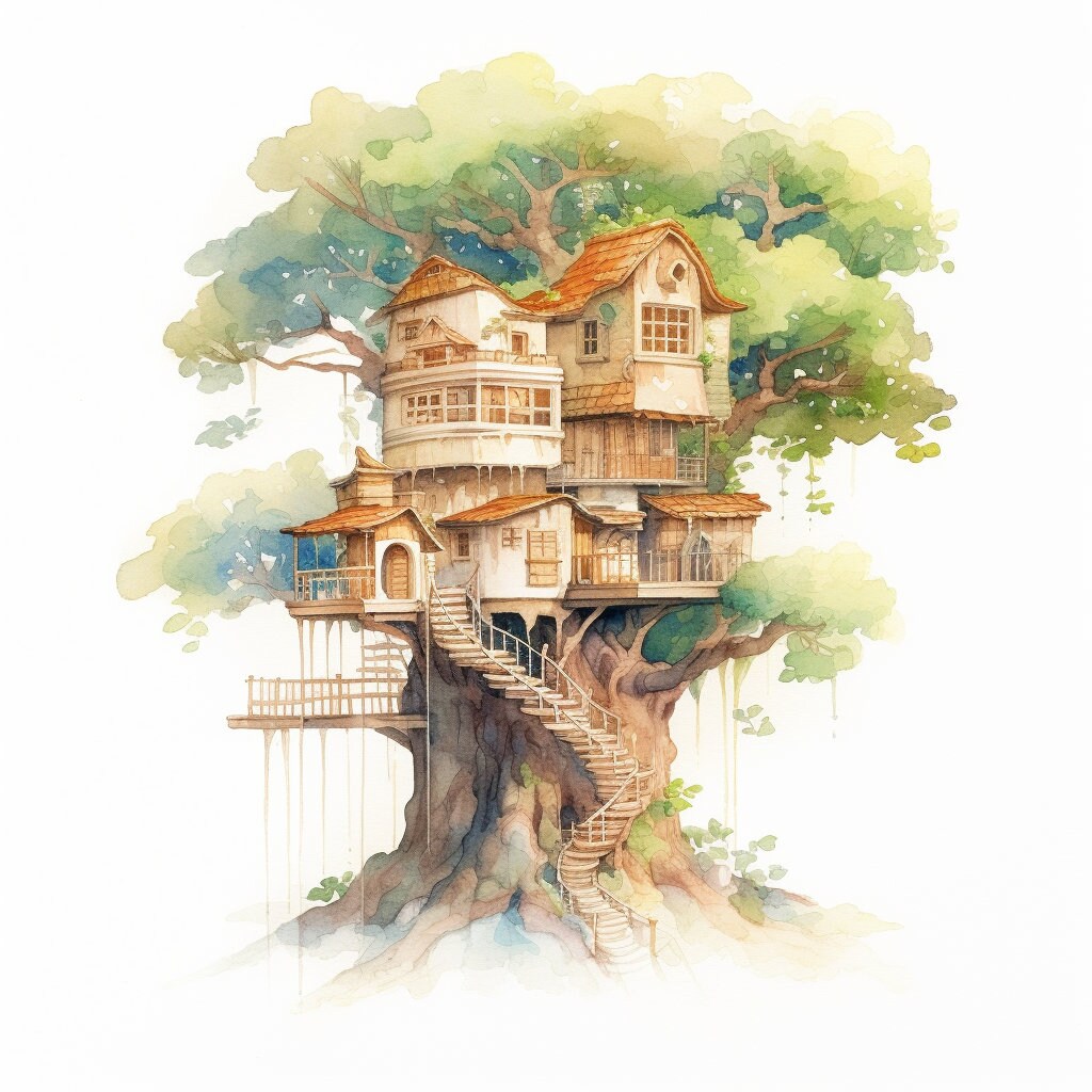 16 Tree House Clipart Bundle, High-quality JPG, Craft Art, Card Making ...