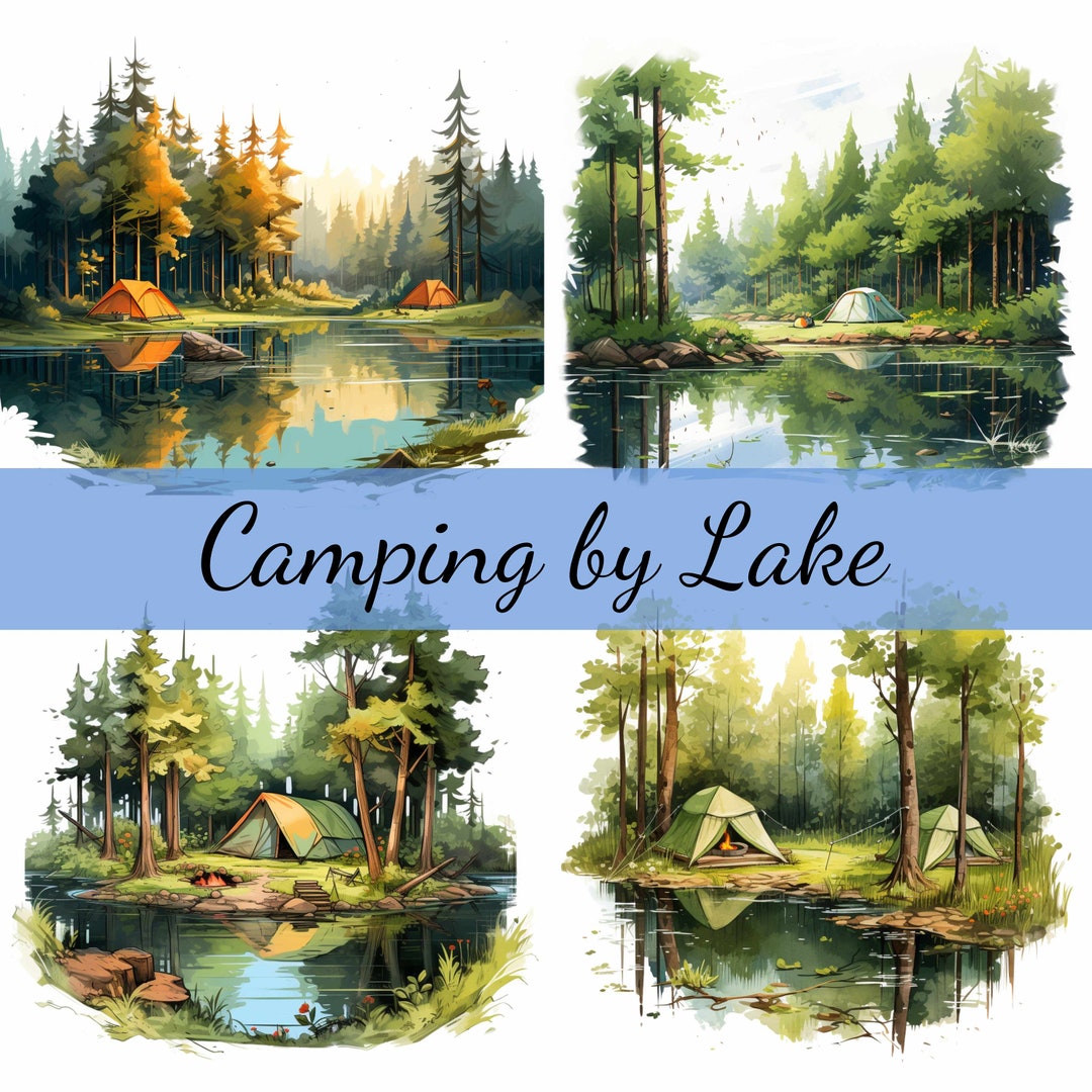 14 Camping by the Lake Clipart Bundle, High-quality JPG, Craft Art ...