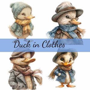 Duck in Vintage Clothes Clipart Bundle, 15 High-quality JPG, Craft Art ...