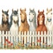 16 Cute Horses on a Farm Fence Clipart Bundle, 16 High-quality JPG ...